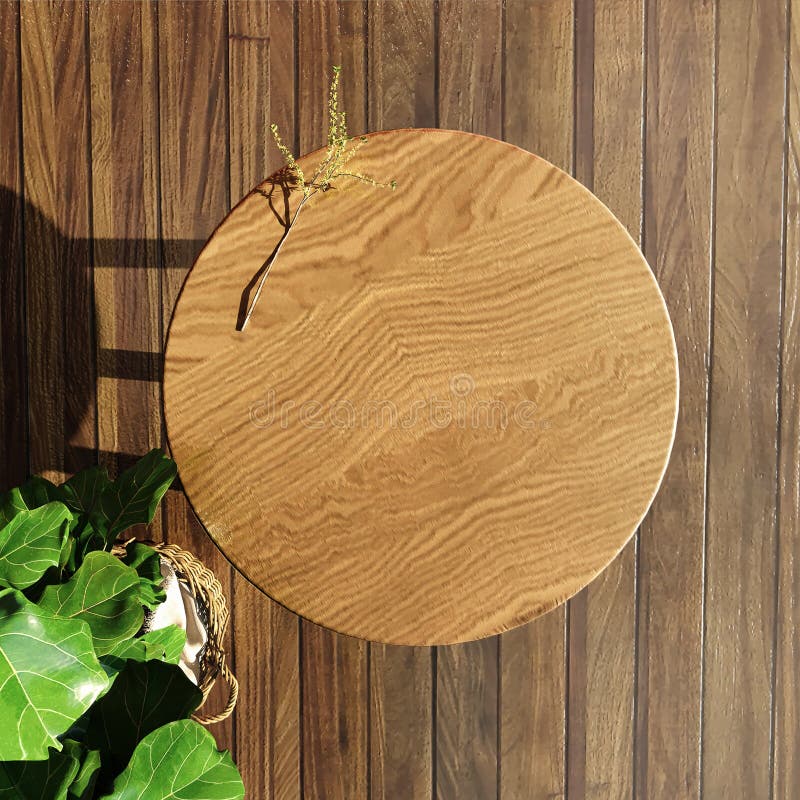 Classic Wood Table from Top View ,3D Render Stock Illustration ...