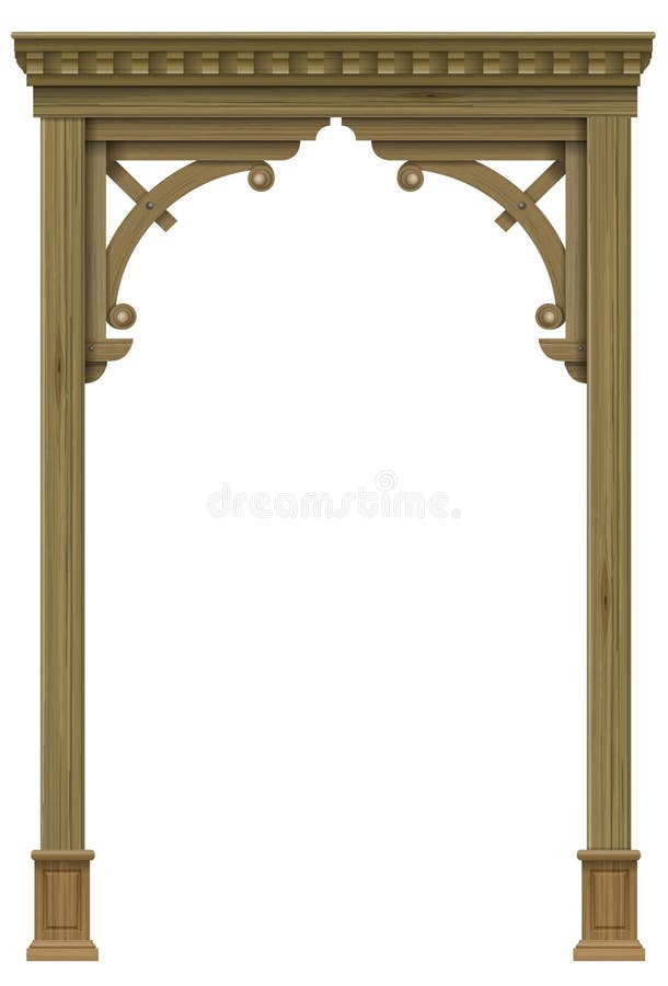 Wooden Arch of Portal Door with Columns Stock Vector - Illustration of ...
