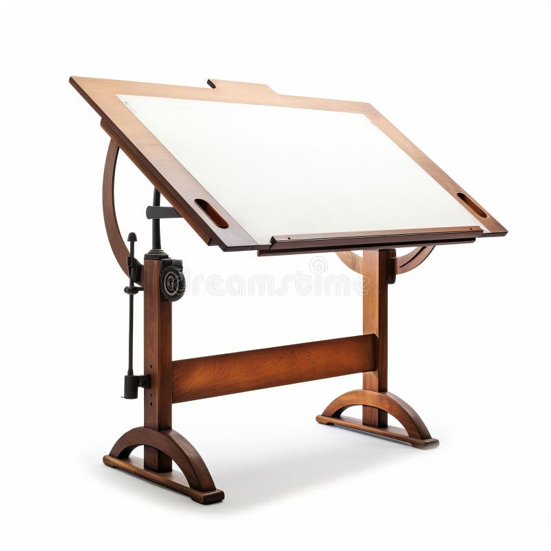 Classic Wooden Drafting Table with Adjustable Height and White Surface ...