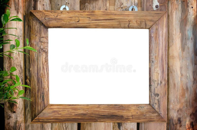 Classic Wooden Frame on Wood Wall Stock Illustration - Illustration of ...