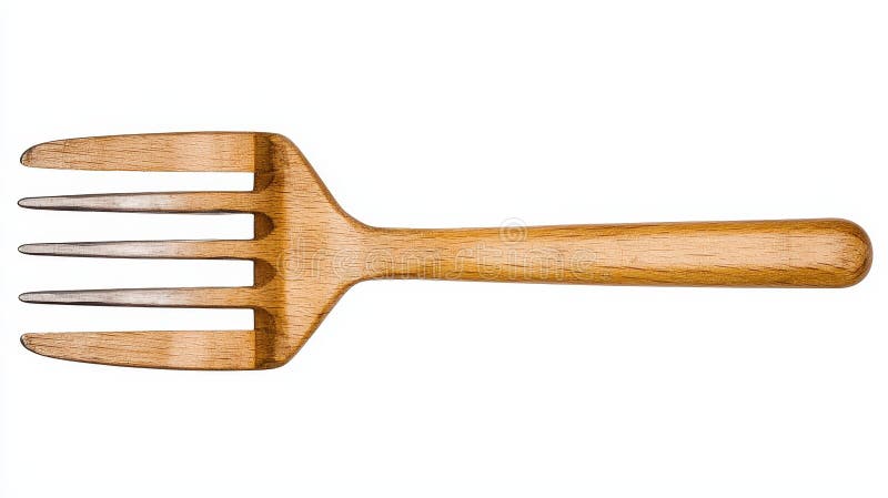 Classic Wooden Kitchen Fork with Five Sharp Tines Stock Illustration ...