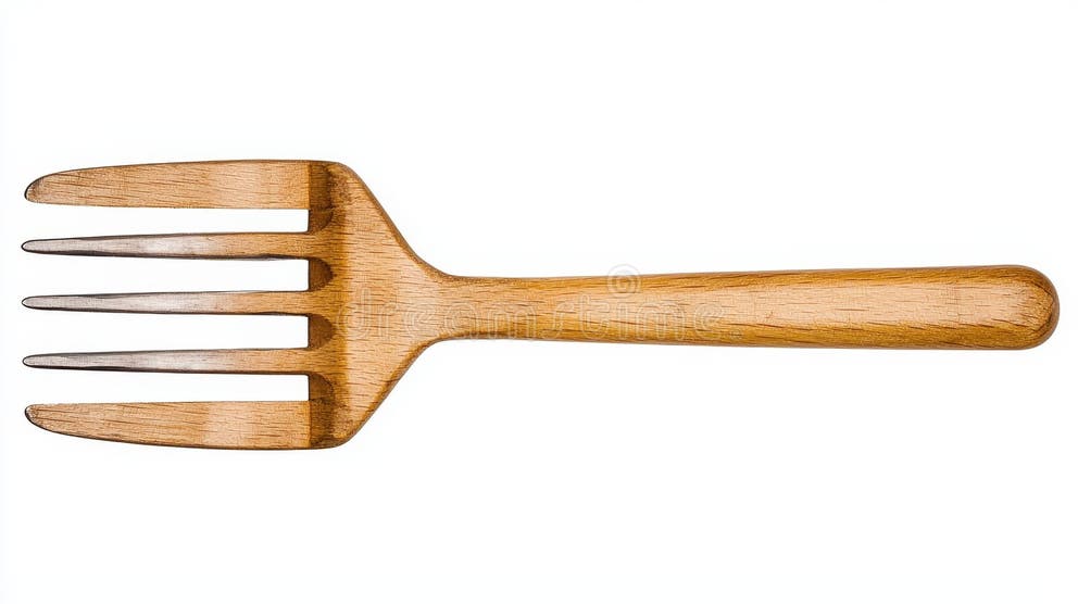 Classic Wooden Kitchen Fork with Five Sharp Tines Stock Illustration ...