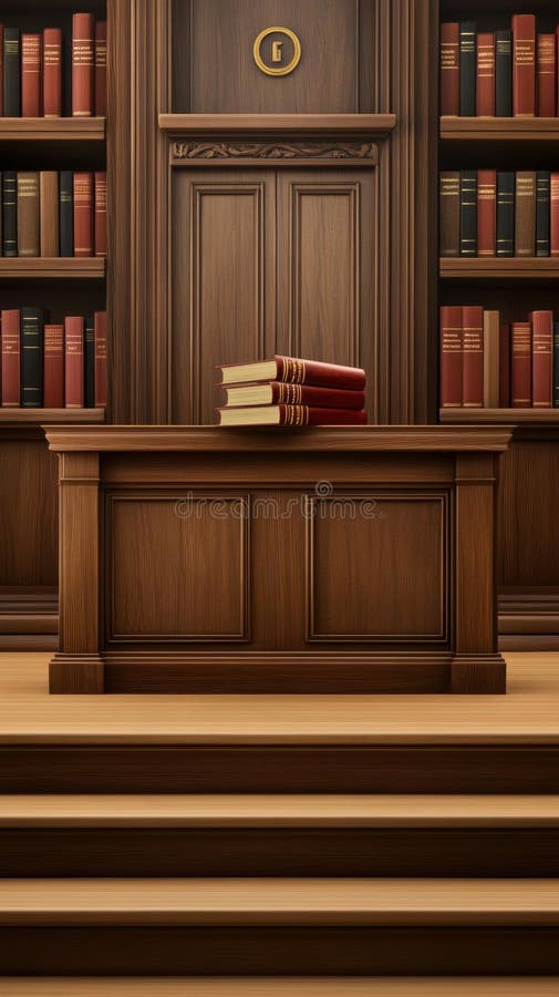 Classic Wooden Library Desk with Books, Elegant Interior Design Stock ...