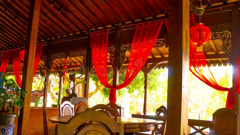 Classic Wooden Restaurant Interior, Rustic and Cozy Ambiance of Java ...
