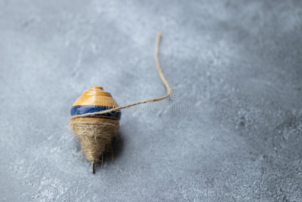Classic Wooden Spinning Top Toy with String Stock Image - Image of ...