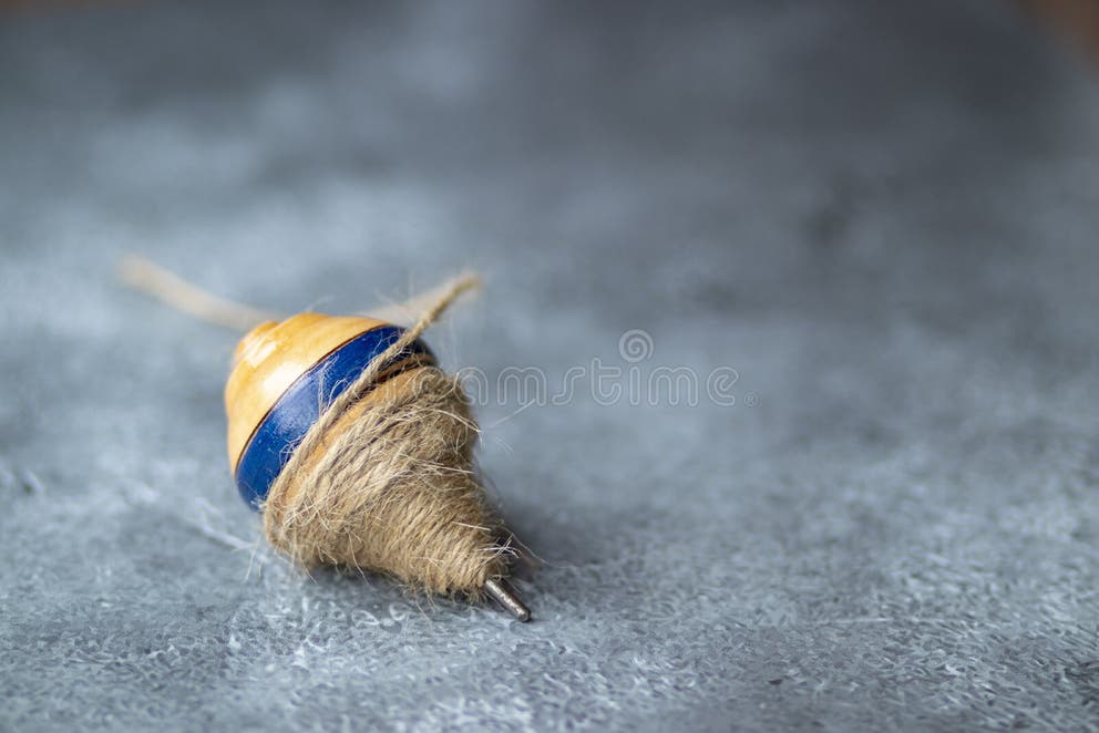 Classic Wooden Spinning Top Toy with String Stock Image - Image of game ...