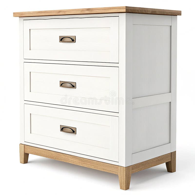 Wooden White Chest of Drawers Front View Stock Illustration ...