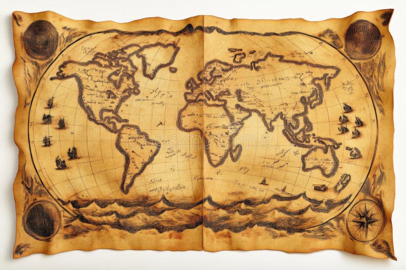A Classic World Map from the Age of Discovery, Featuring Hand-drawn ...