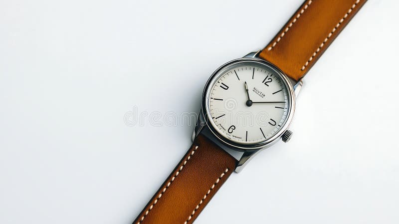 Classic Wristwatch with Diagonal Top View Angle, Isolated on White ...
