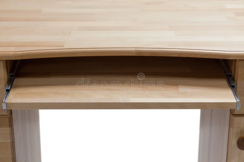 Classic Writing Desk with Computer Keyboard Stand Close-up. Stock Image ...