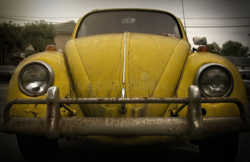 Classic Yellow Bug stock photo. Image of chrome, round - 295271070