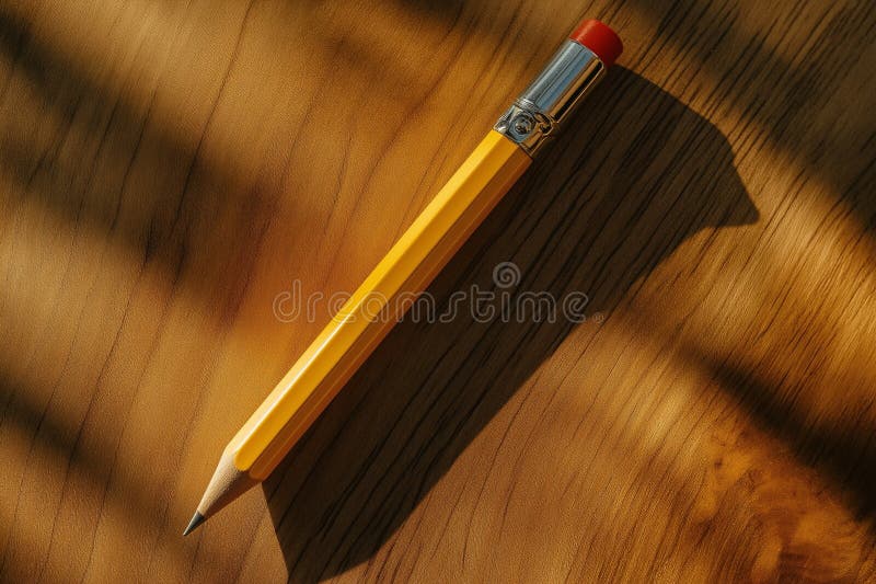 Sleek Graphite Pencil with Pristine Pink Eraser Resting on Surface ...