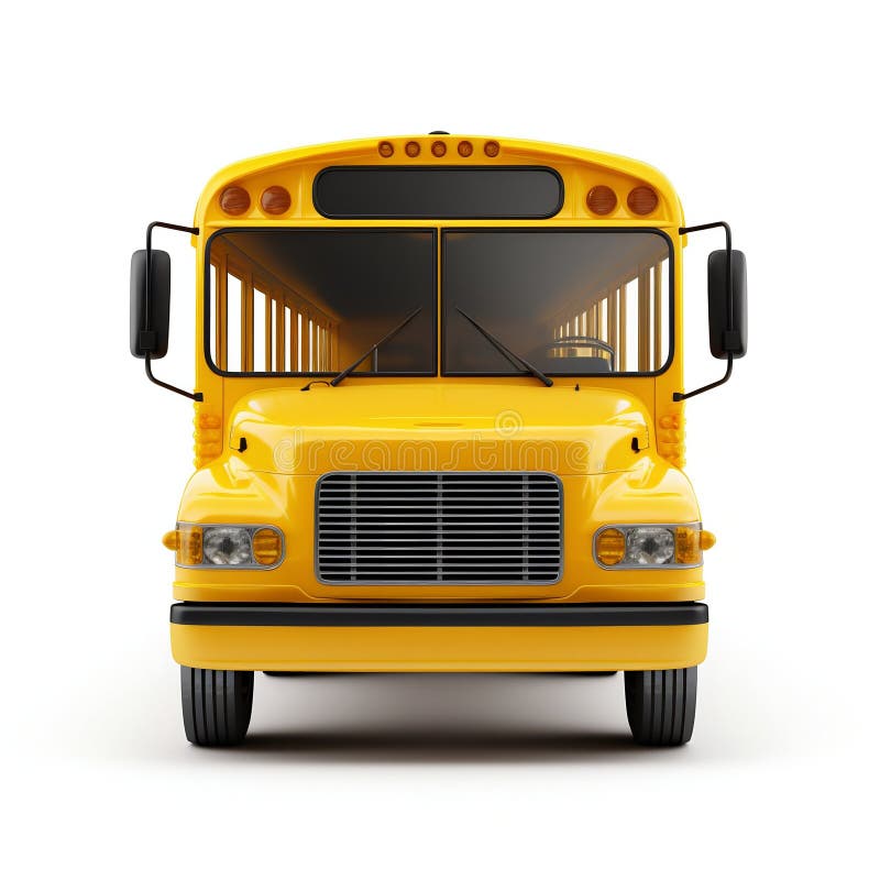 Classic Yellow School Bus Front View. Generative Ai Stock Illustration ...