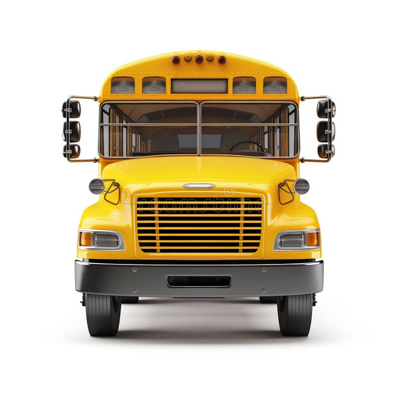 Classic Yellow School Bus Front View. Generative Ai Stock Illustration ...