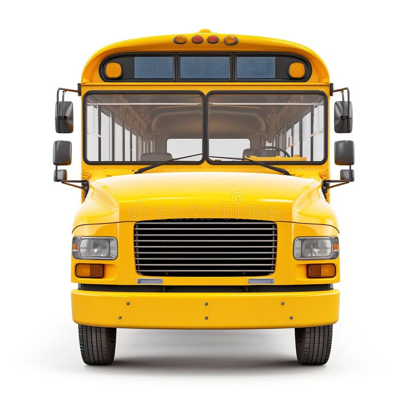 Classic Yellow School Bus Front View. Generative Ai Stock Illustration ...