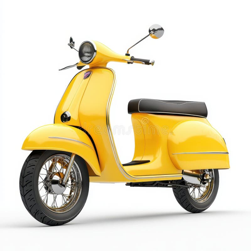 Classic Yellow Scooter Vintage Ride Retro Design Stock Illustration ...