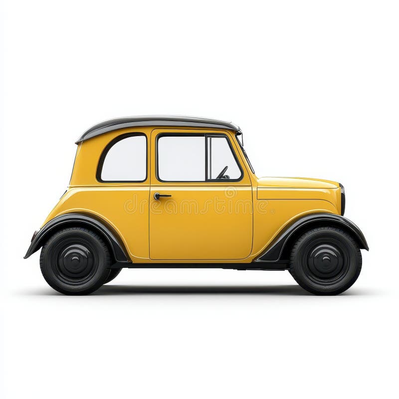 Classic Yellow Vintage Car Side Profile View Stock Illustration ...