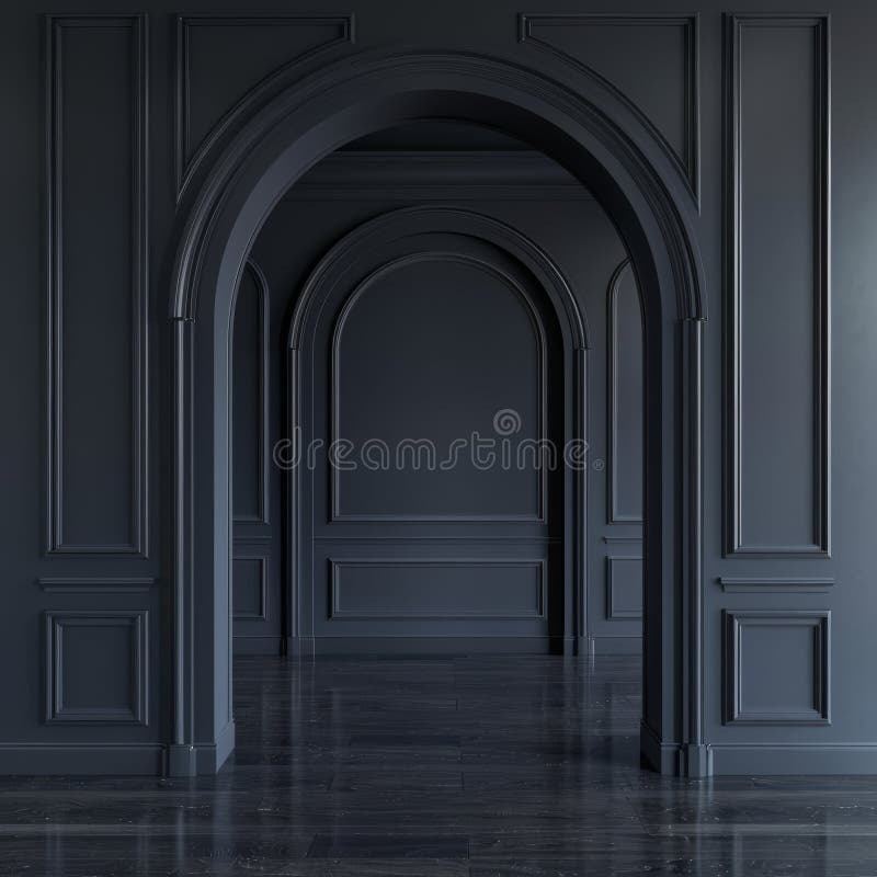 Classical Arch with Columns in a Dark Setting Stock Image - Image of ...