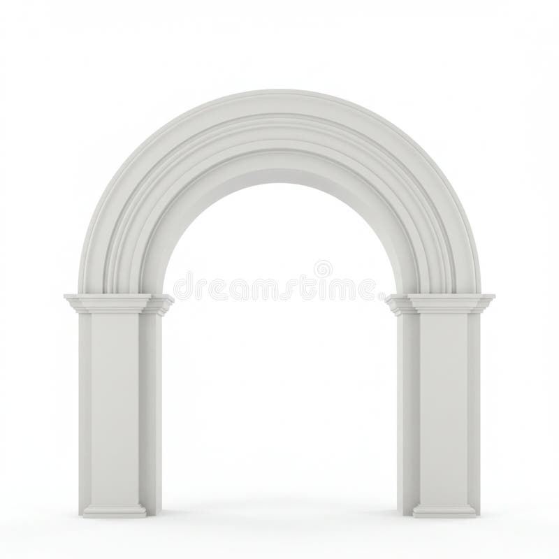 A Classical Architectural Arch Rendered in White, Featuring a Semi ...
