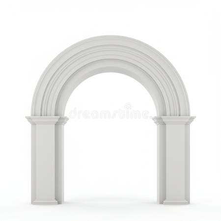 A Classical Architectural Arch Rendered in White, Featuring a Semi ...