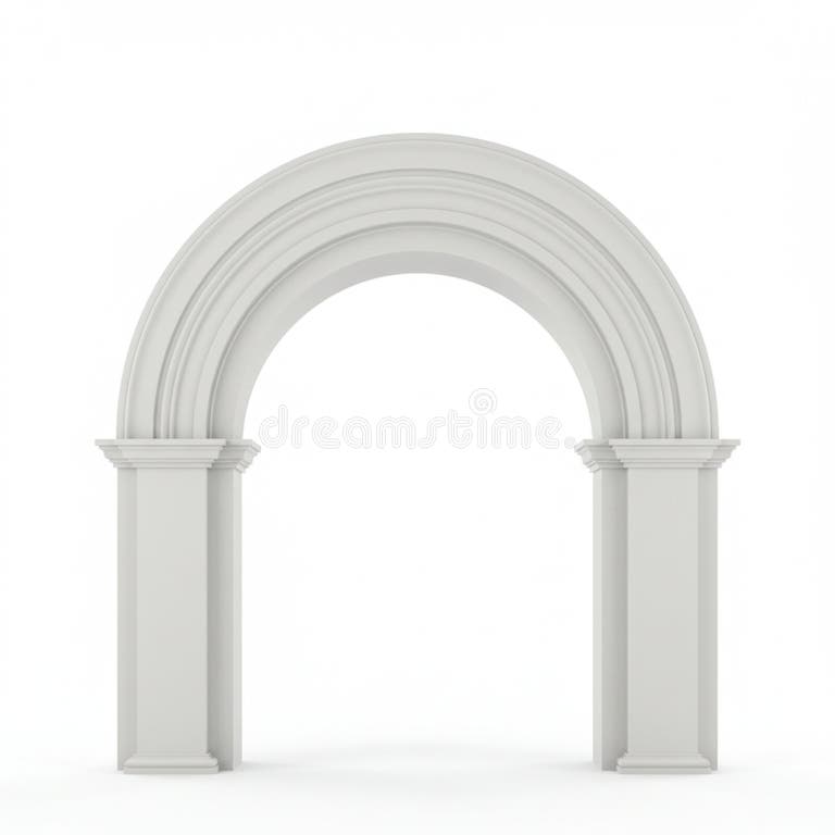 A Classical Architectural Arch Rendered in White, Featuring a Semi ...
