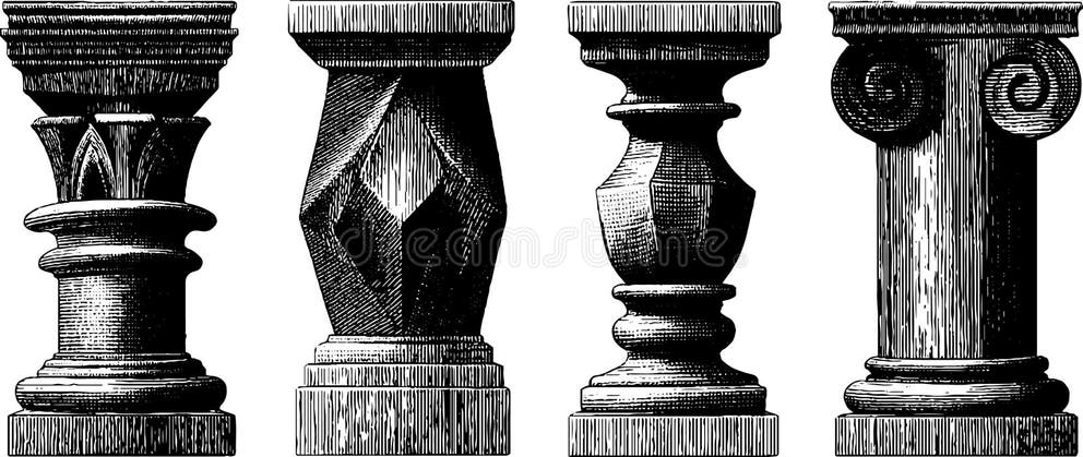 Classical Architectural Elements Featuring Column Designs with Mosaic ...