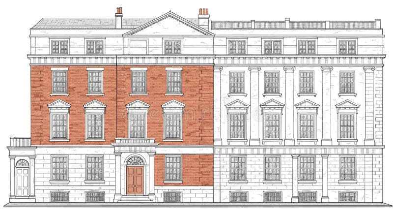 Classical Architectural Facade Featuring a Two-section Building. the ...