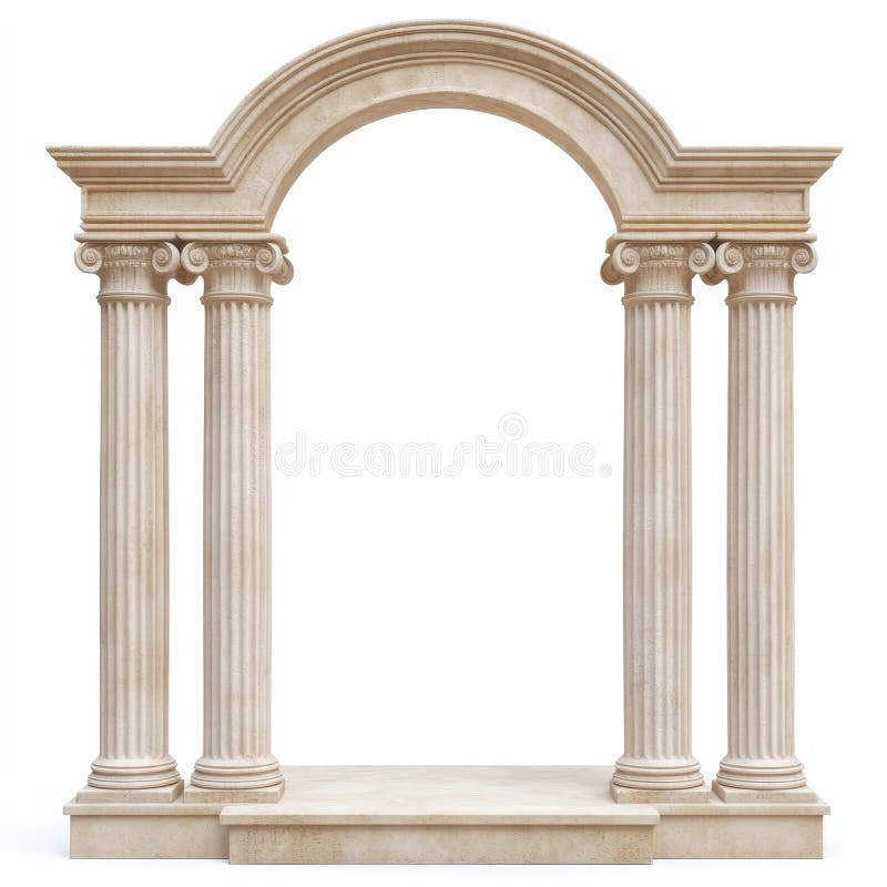 A Classical Architectural Structure Featuring Four Columns and an Arch ...