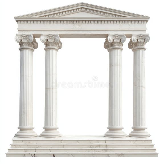 A Classical Architectural Structure Featuring Four Columns and a Triangular Pediment Stock ...