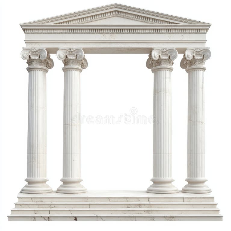 A Classical Architectural Structure Featuring Four Columns and a ...