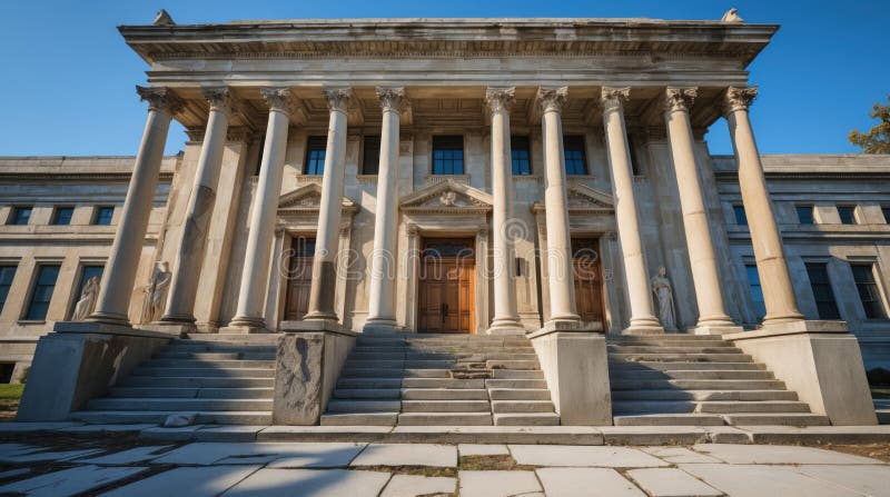 Classical Architecture Building Facade with Columns and Steps Stock ...
