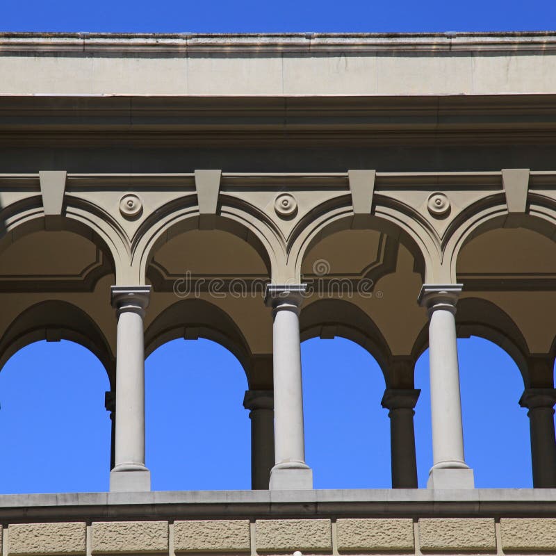 Classical Architecture with Columns and Blue Sky Stock Photo - Image of ...