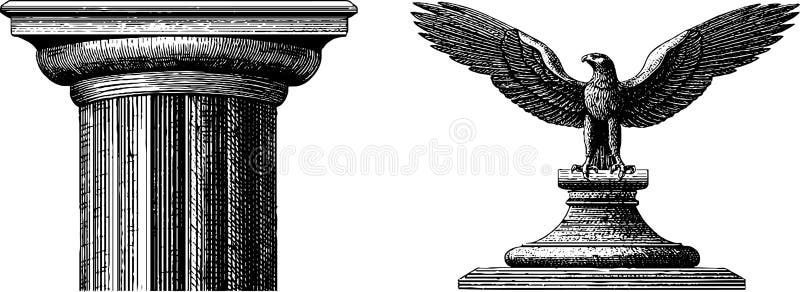 Classical Architecture Elements with Temple Base and Eagle Sculpture ...