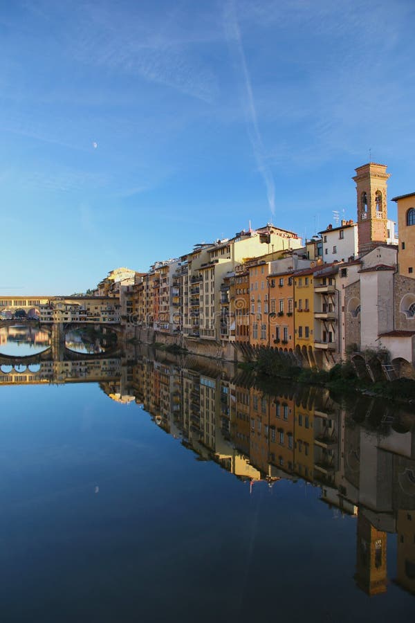 Classical Architecture, the Old Bridge in the City of Florence on a ...