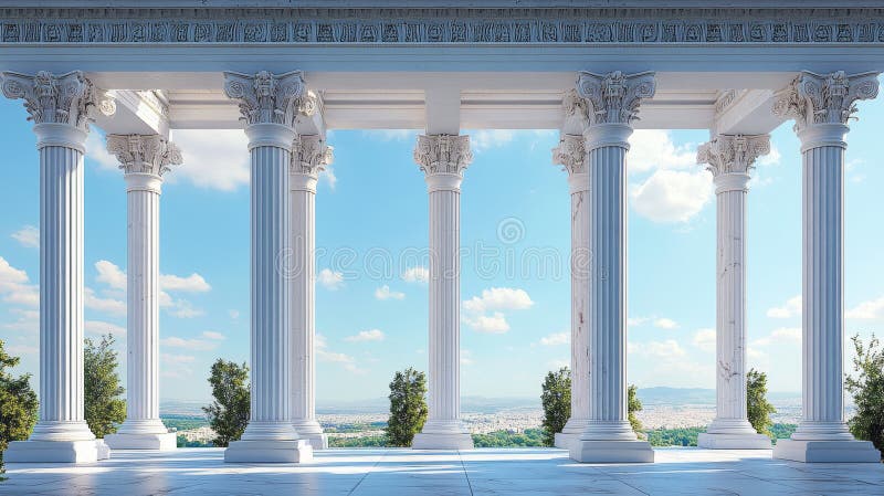Classical Architecture Shines through the Sunlit Marble Columns of ...