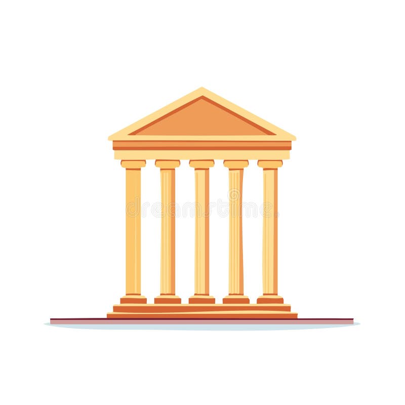 Classical Architecture Structure with Columns and Pediment in Golden ...