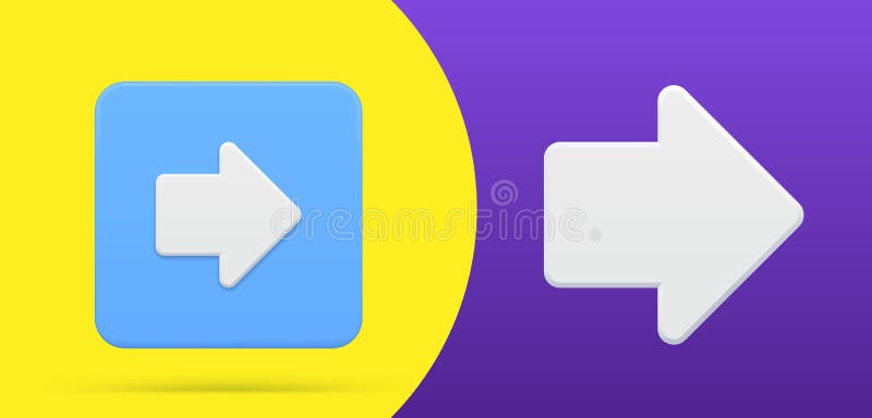 Classical Arrow Pointing Right Direction Simple 3d Icon Button Set ...