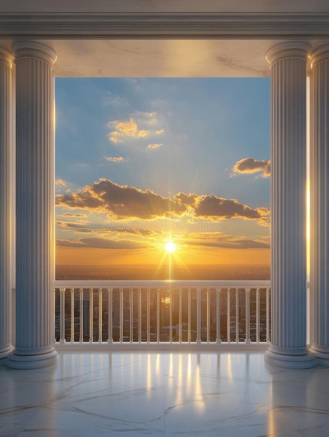 Classical Balcony Sunset View Serene Sunset View from a Classical ...