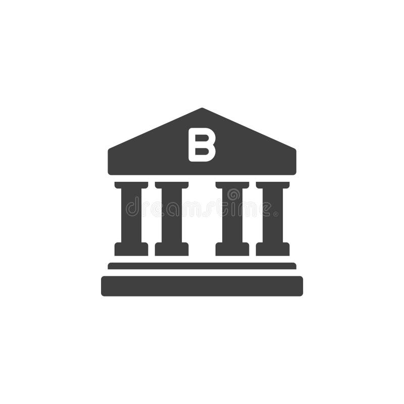 A Classical Bank Building with Pillars Vector Icon Stock Illustration ...