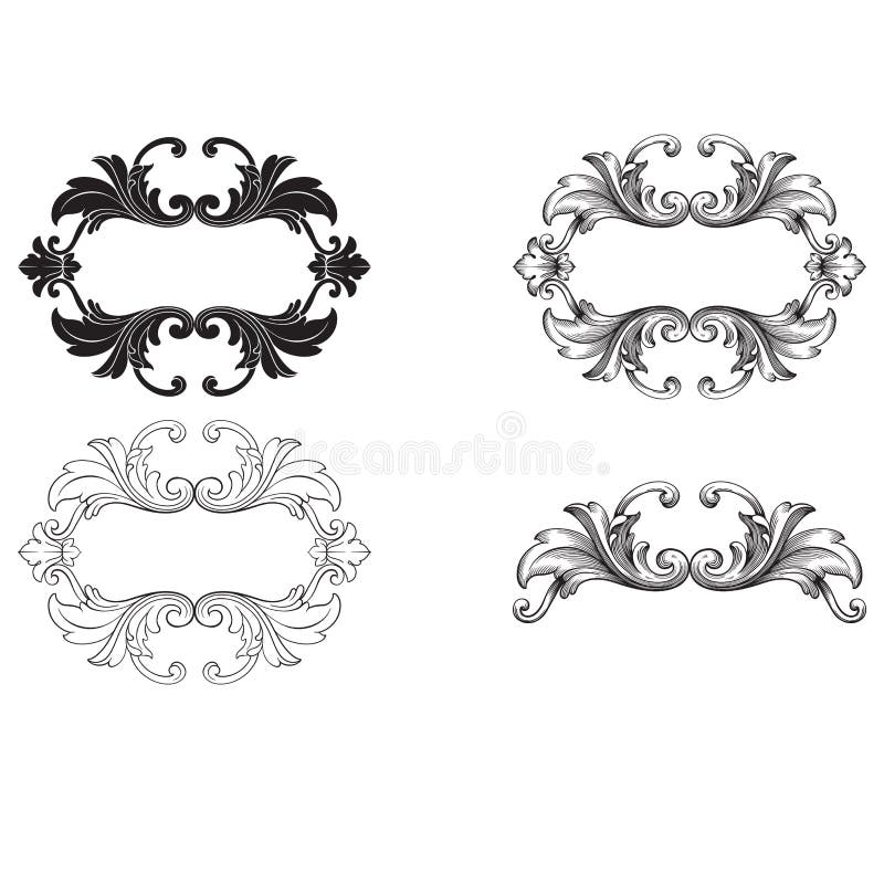 Classical Baroque Vector Set of Vintage Elements for Design. Stock ...