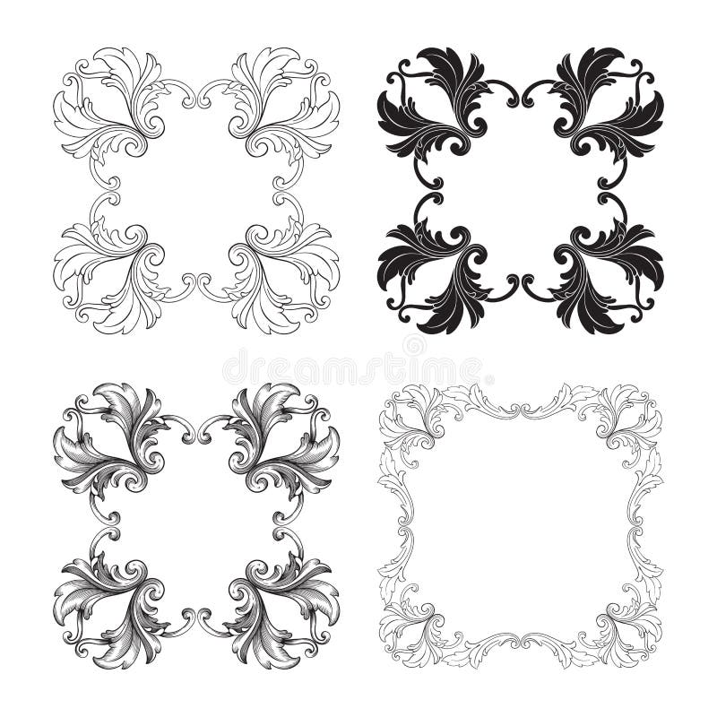 Classical Baroque Vector Set of Vintage Elements for Design. Stock ...
