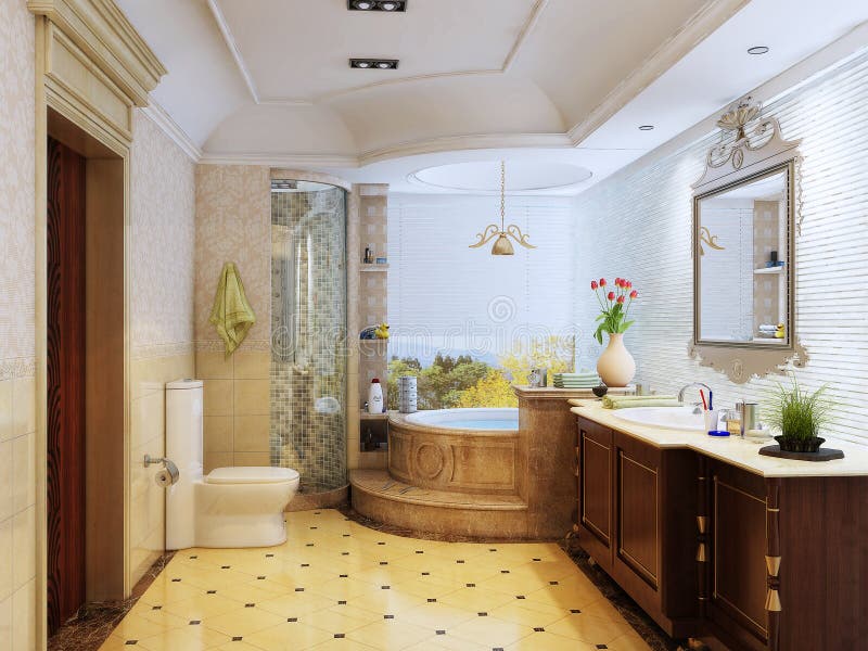 Classical bathroom stock illustration. Illustration of decor - 17082865