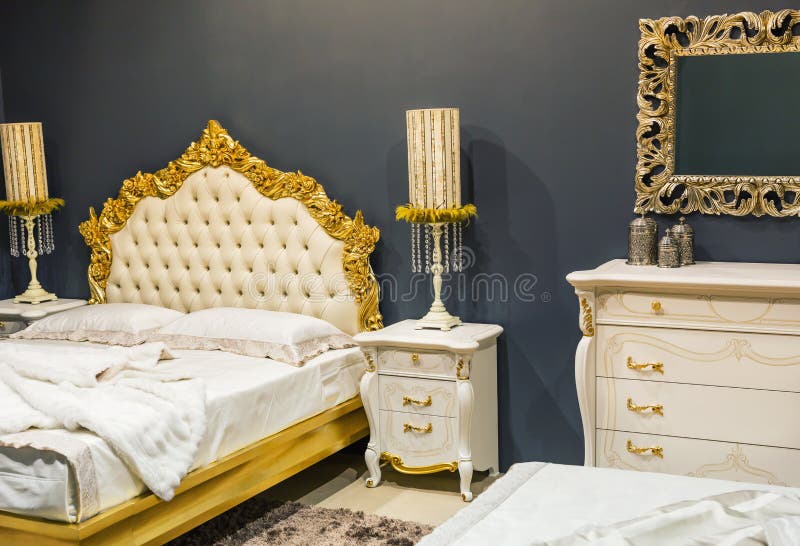 Classical bed stock image. Image of indoors, background - 54760197