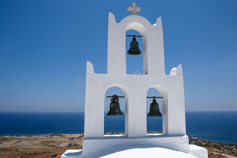 Classical Bell Tower of Greek Church Stock Image - Image of ...