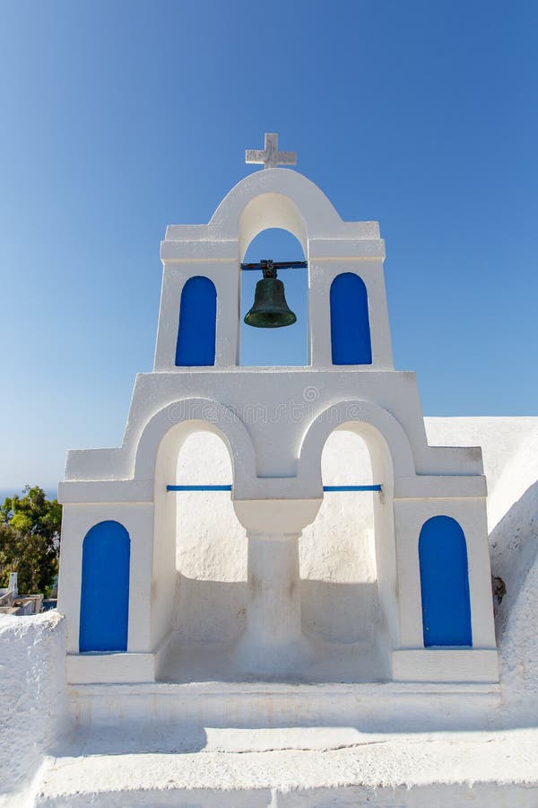 Classical Bell Tower of Greek Church Stock Image - Image of tower ...