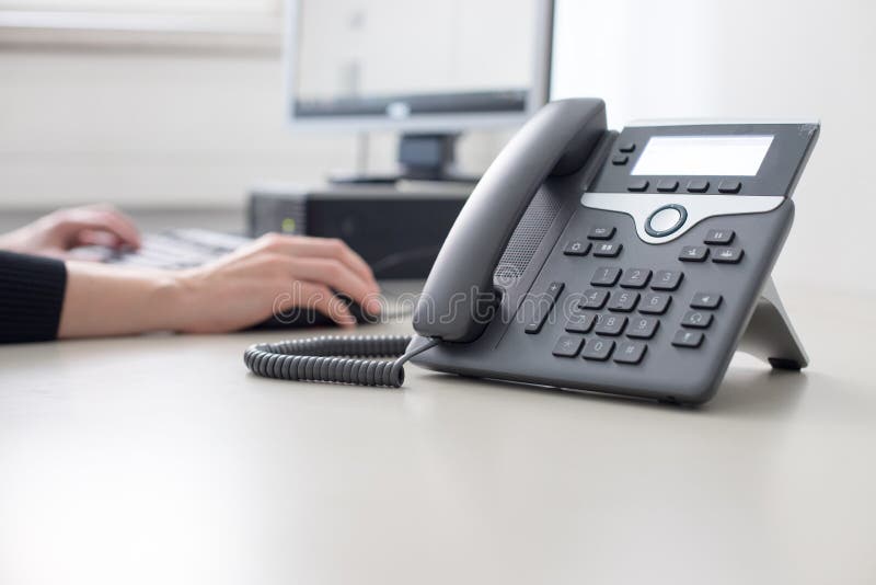 Classical Black Telephone in the Office, Customer Support and Telesale ...