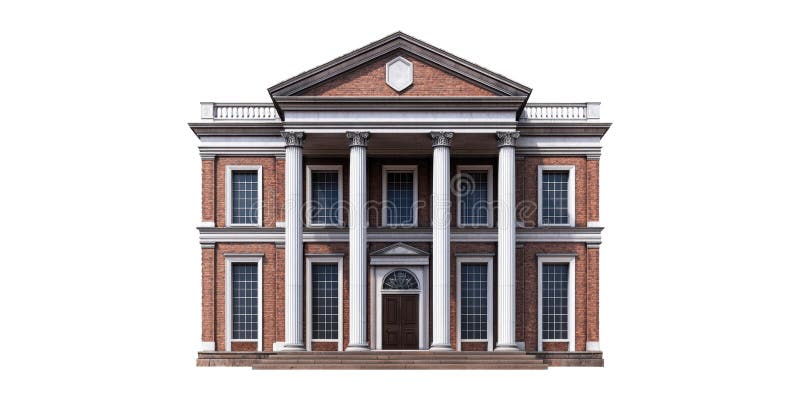 Classical Brick Building with Columns. Architectural Elegance and ...