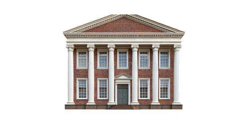 Classical Brick Building with Columns in Neoclassical Style Isolated on ...
