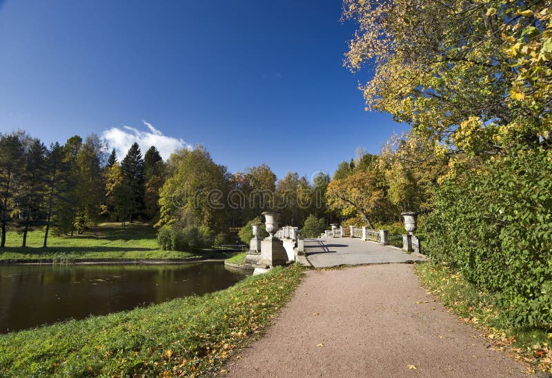 Classical bridge stock image. Image of leaves, alley - 11401133