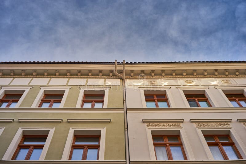 Classical Building Facade and Blue Sky Stock Image - Image of office ...